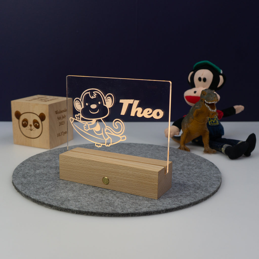 Personalised light up name plaque. Cheeky monkey LED sign – Belvedere ...