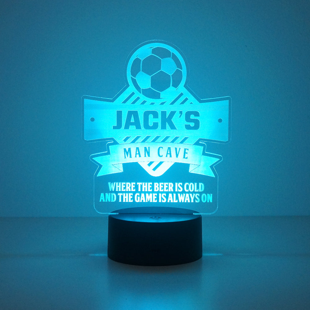 Personalised football LED man cave light. Multi colour light up room ...