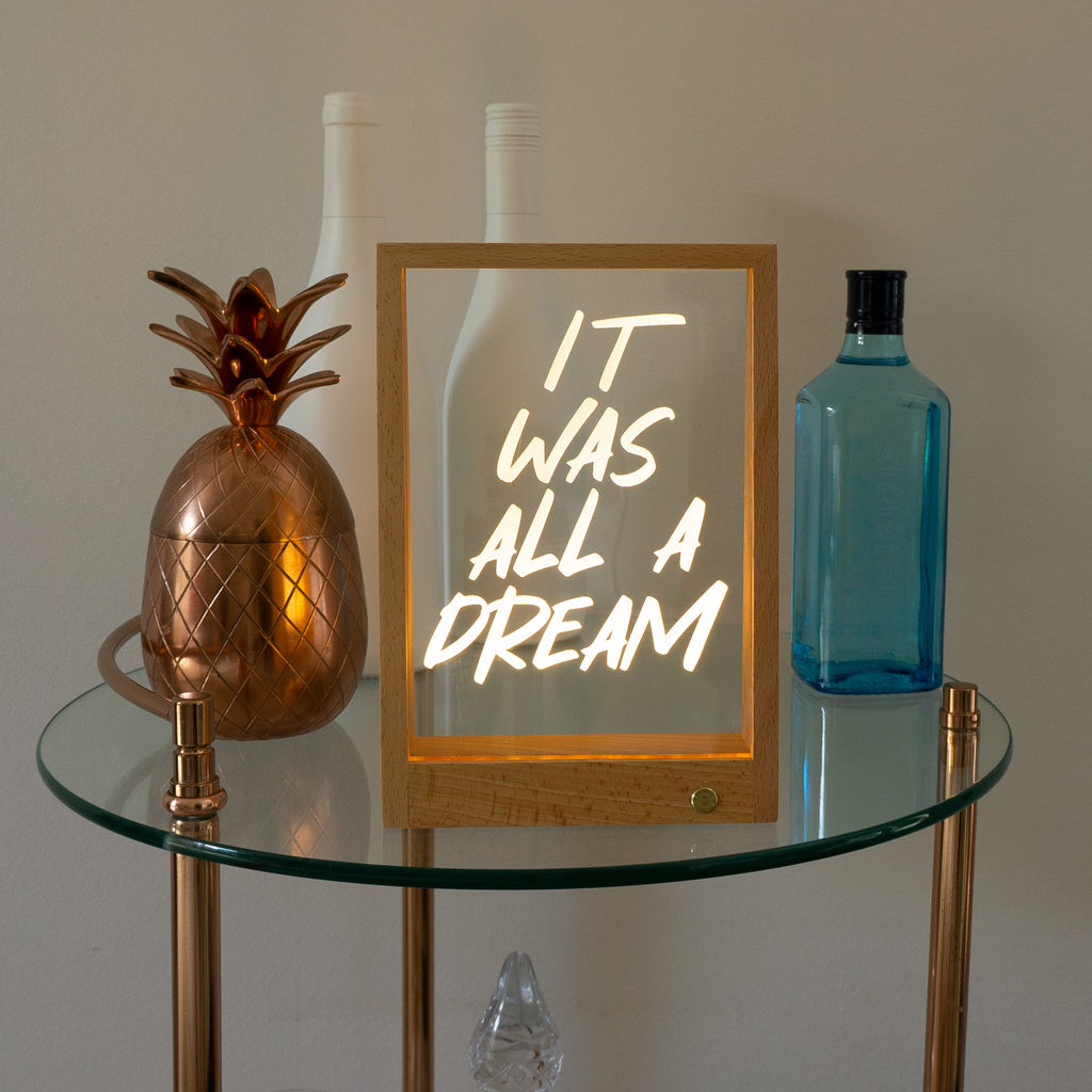 Wireless it was all a dream light up LED quote sign. House warming gift ...