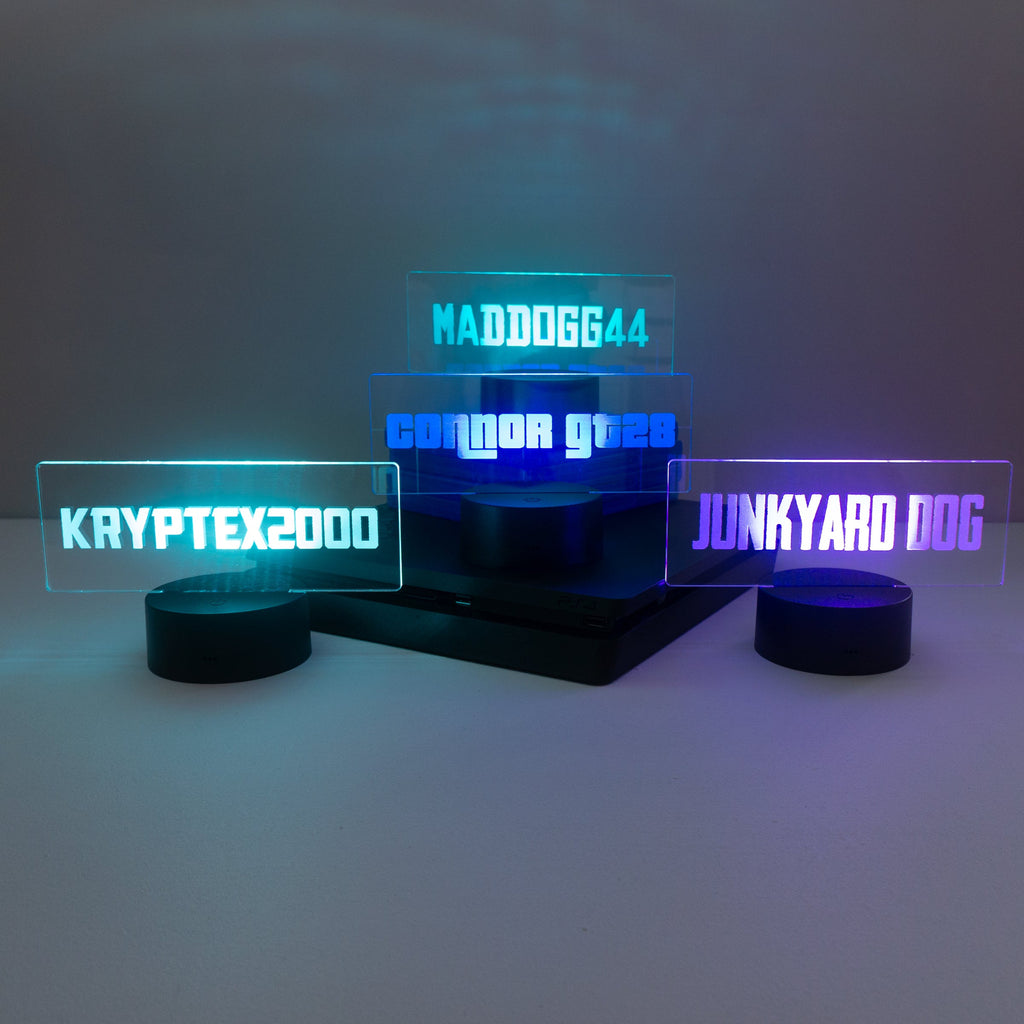 Gamer name LED light up sign. Personalised gaming name tag lamp ...
