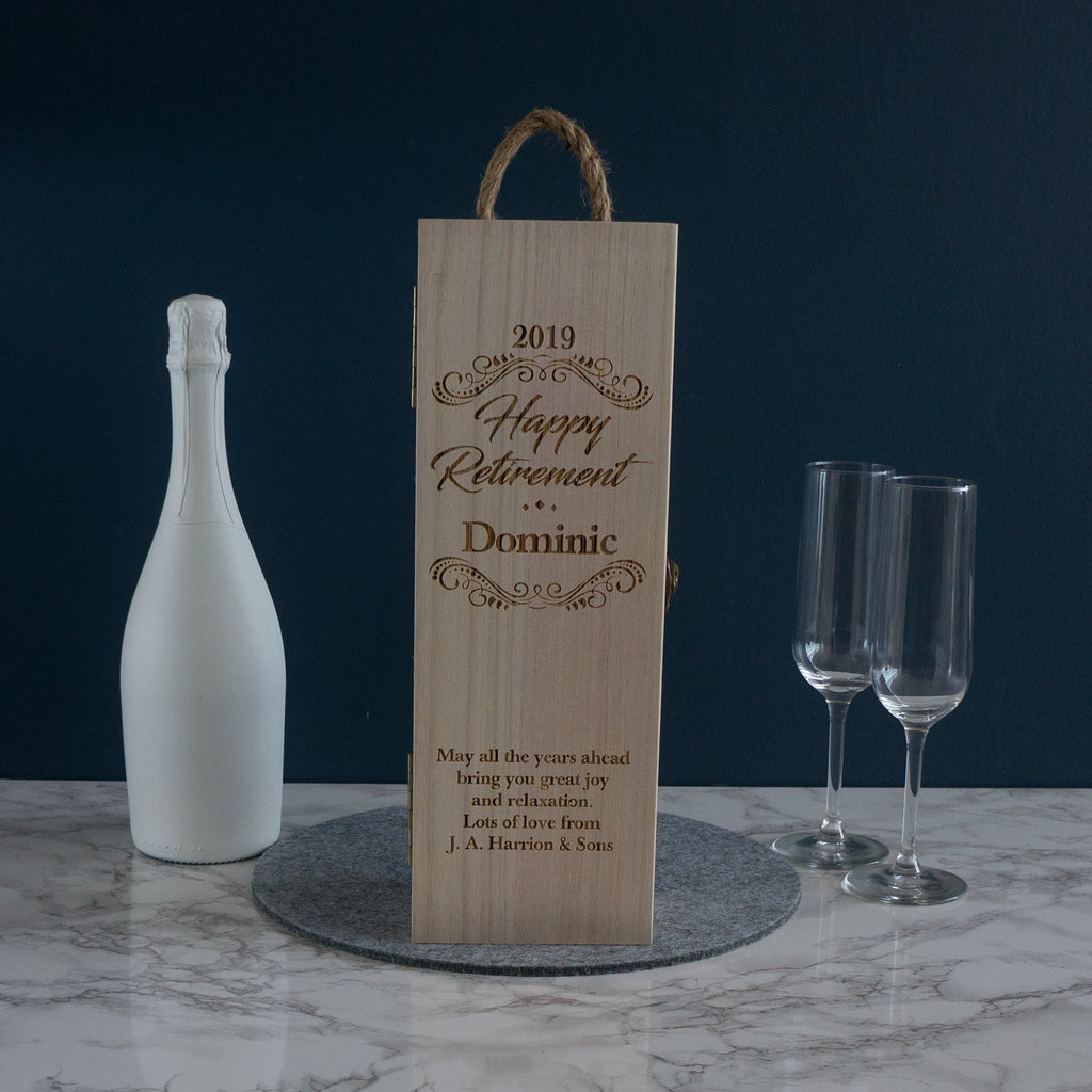Retirement wine box. Personalised retirement leaving gift. – Belvedere ...