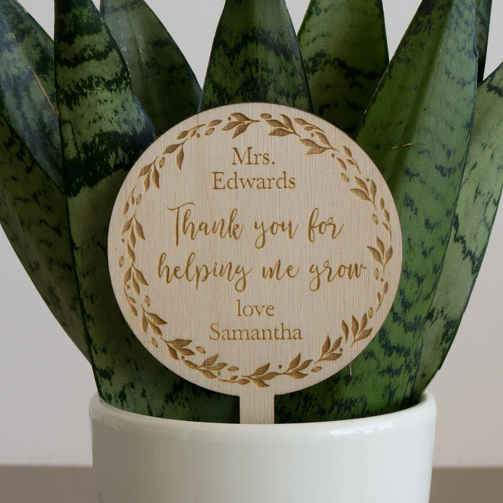 Personalised teacher plant topper. End of school year teacher gift ...