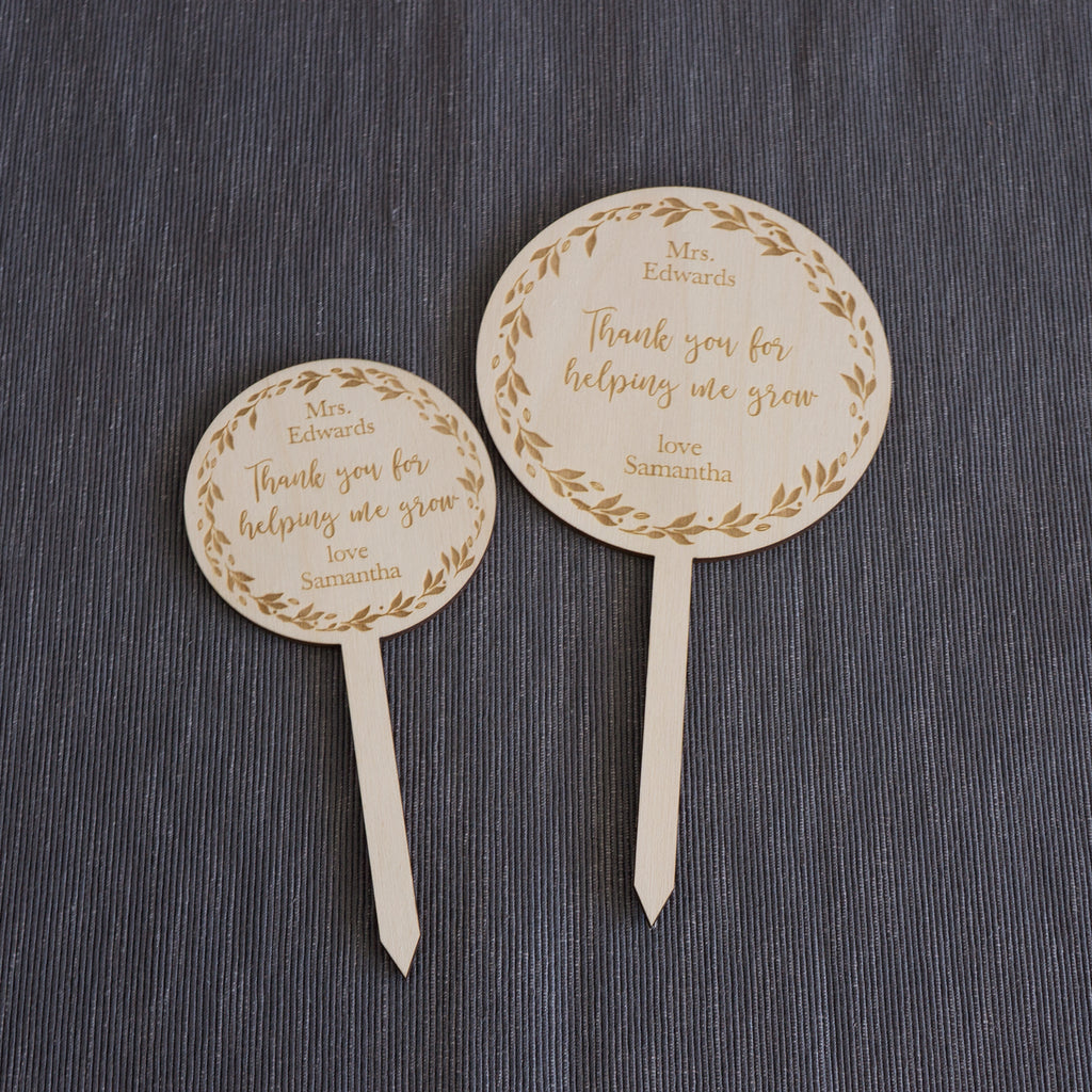 Personalised teacher plant topper. End of school year teacher gift ...