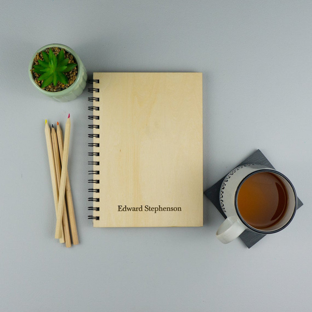 Wooden note book journal. Personalised plain paper book – Belvedere ...